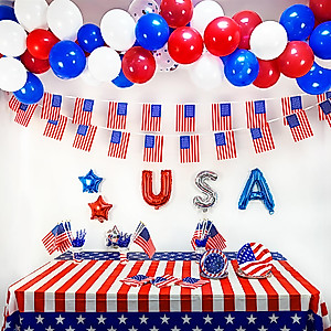 Party Spot! 315 pcs Labor Day Decorations, 4th of July Party decorations, Tableware for 25 Guests, Patriotic Party Decorations, Independence Day Decoration Supplies, “USA” Balloons, Tablecloth, Flag