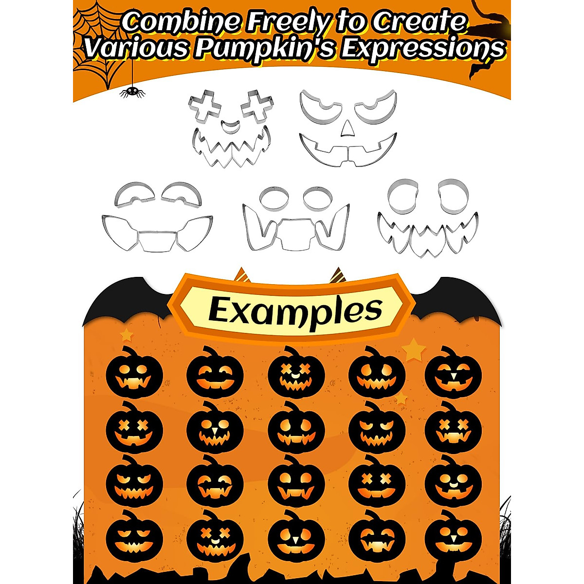 Beeplove Pumpkin Carving Kit - 25 Pcs Safe Pumpkin Carving Stencils with Lights Carving Knive Scooper Hammer, Stainless Steel Carving Tools for Halloween Adults Kids DIY Pumpkins