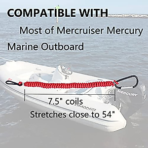 8M0092850 Boat Kill Switch Lanyard Replacement for Mercury Marine Boat Emergency Stop Switch Safety Lanyard Cord 54 Inch/137 Long -Replace 15920T54 15920A54 (Aluminum Alloy Clip Red 1Pcs)