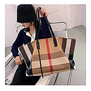 Handbags for Women Canvas Fashion Large Capacity Roomy Bag Ladies Crossbody Purse Fashion Trend Plaid Shoulder Bag