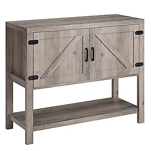 HOSTACK Console Table Sofa Table with 2 Cabinets, Narrow Entryway Table with Storage Shelf, Farmhouse Entry Sofa Tables Buffet Sideboard for Kitchen, Entry Way, Foyer, Dining Room, Grey