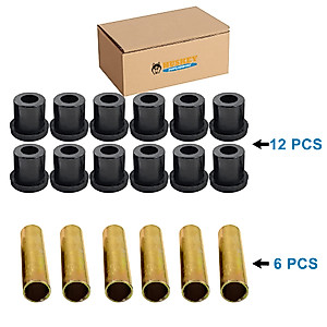 Huskey EZGO TXT Golf Cart Rear Leaf Spring Bushing Kit With 6X Sleeves and 12X Bushings Made of Long Lasting Rubber For 1996-Up. Replaces OEM Sleeve Part No#: 70289G02 and Bushing Part No#: 70291G0
