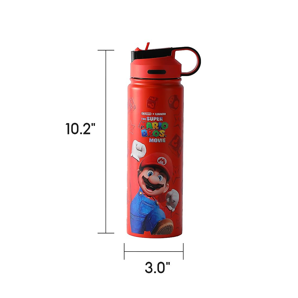 MINISO Super Mario Bros Collection Stainless Steel Water Bottle with Handle - 900mL