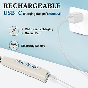 BSRGMS Milk Frother Handheld for Coffee, Electric Whisk 3 Speed Adjustable, Drink Mixer with Stainless 3 Whisks, Rechargeable Hand Frother Wand, Foam Maker for Latte Cappuccino Matcha Egg Beige