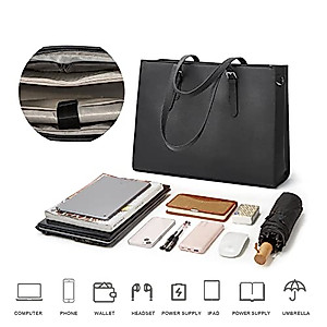 Laptop Bag for Women 15.6 inch Laptop Tote Bag Leather Classy Computer Briefcase Work Waterproof Handbag Professional Shoulder Bag Womens Business Office Large Capacity Bag Purse 2pcs