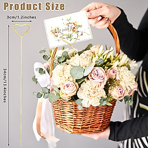 200 Pcs Metal Floral Place Card Holder Picks 13.4 Inch Photo Picture Clip Holder Gold Gift Card Holders for Flower Arrangements Wedding Birthday Baby Shower Party Favor (Heart Style)