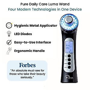 Pure Daily Care Luma - 4 in 1 Skin Therapy Wand - Ion Therapy LED Light Machine - Wave Stimulation- Massage - Anti Aging - Lift & Firm Tighten Skin Wrinkles