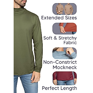 STRETCH IS COMFORT Men's Long Sleeve Mock Neck Turtleneck White Small
