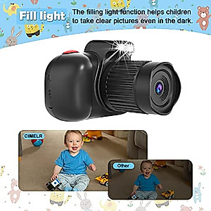 CIMELR Kids Camera, Digital Camera for Kids 6-12 Year Old Boys/Girls, 2.4 inch IPS Screen Toddler Camera, Christmas Birthday Gifts for Kids, Video Camcorder with Fill Light, 32GB TF Card (Black)