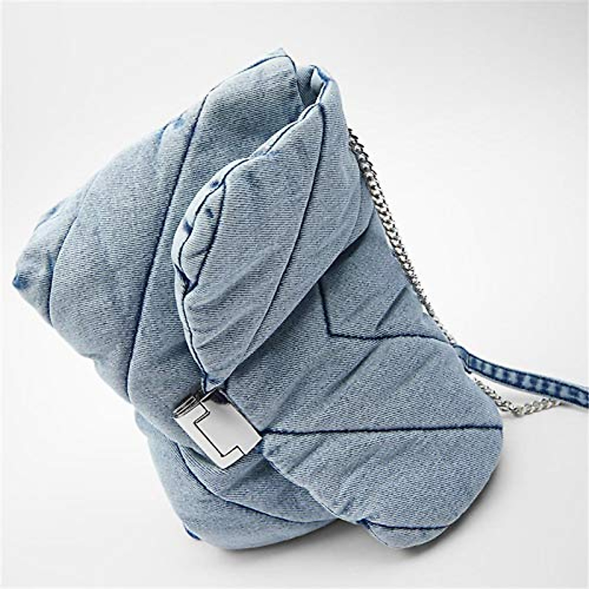 RHGLOBAG New Indigo Quilted Shoulder Bag Washed Denim Crossbody Fashion Ladies Street Bag Handbags Satchel Bags Indigo