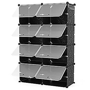 ROJASOP Shoe Rack Organizer, 8-Tier Shoe Organizer 32 Pairs Portable Shoe Rack Organizer Shoes Storage Cabinet Shoe Racks for Closet Entryway Bedroom (Black, 2 by 8)