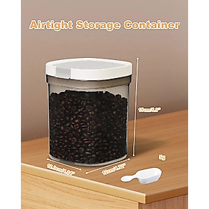 LANGMINGDE Airtight Coffee Storage Container, 1.1QT/1300ML Plastic Kitchen Canister with Lid for Coffee bean, Flour, Sugar, Cereal, BPA Free