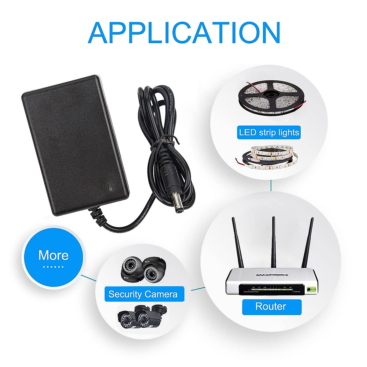 12V 3A Power Adapter, COOLM AC 100V-240V to DC 12 Volt 3amp 3000mA Power Supply 5.5mm x 2.5mm 36W Switching Charger with Female Connector for LCD Monitor, Wireless Router, CCTV Cameras