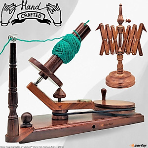 Carfar Wooden Yarn Winder Complete Set for Knitting and Crocheting Handmade Natural Wood Yarn Winder Combo