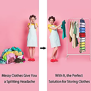 TOFGZ Legging Storage Bag Hanger, for Hanging Closet/Shoe Hanger/ Organizer Door, Foldable Pants T-shirst Yoga Leggings Organizer, with 24 Separate compartments Rolls ( Blue ) (QA001)