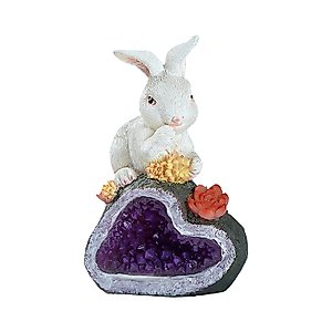 Resin Rabbit Ornament Solar Powered Bunny Statue Lamp Adorable Rabbit Figurine Decorative LED Lawn Light Lovely Art Decor Sculpture for Garden Patio Lawn Desktop Home Office
