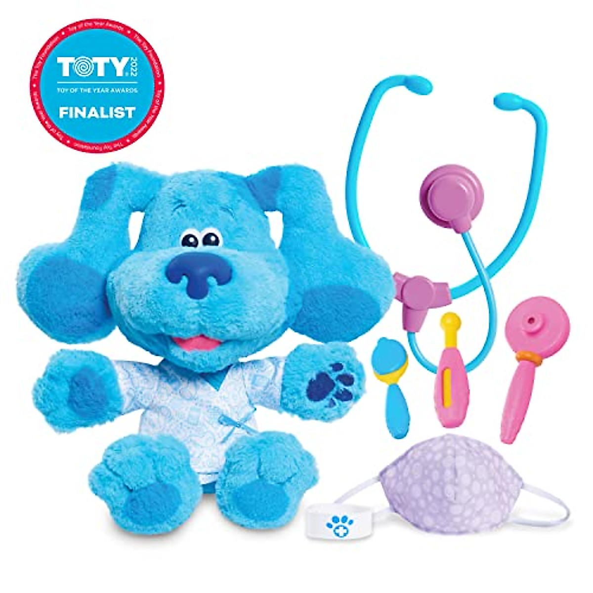 Blue's Clues & You! Check-Up Time Blue Lights and Sounds Interactive 13-Inch Plush, 7-Piece Pretend Play Doctor Set, Kids Toys for Ages 3 Up by Just Play