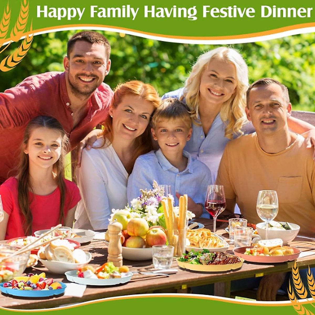 K Y KANGYUN 5 PCS Unbreakable Divided Plates for Adults 9in, Deep Dinner Plates, Divided Design for Picky Eaters,Compartment Plates, Lightweight Reusable Plastic Portion Control Plates