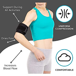BraceAbility Bicep Band - Upper Arm Compression Sleeve Support Brace for Tendonitis Treatment, Tears, Swelling Relief, Injuries, Tendon Rupture, Brachii Muscle Strains, Tricep Pain Wrap (One Size)
