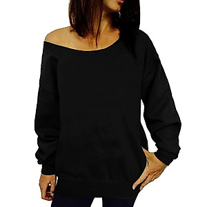 Dutebare Women Off Shoulder Sweatshirt Slouchy Shirt Long Sleeve Pullover Tops Black a M
