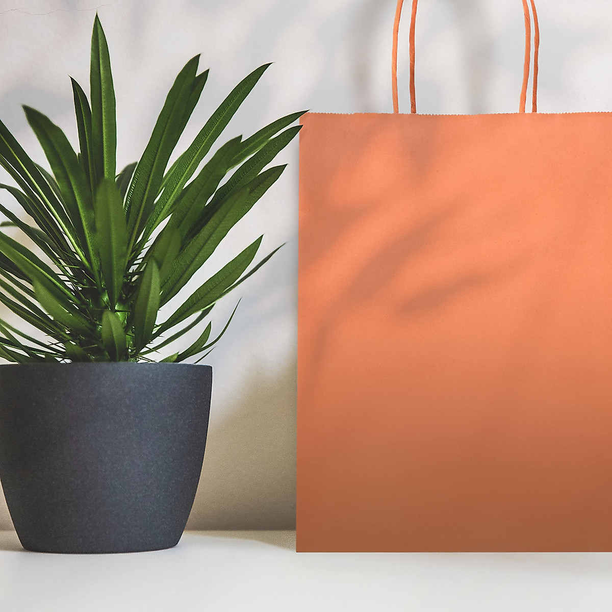 Nexmint Orange Gift Bag 8"x10.5": 24 Pack Bulk Medium Kraft Paper Bags with Handle. Great for Halloween, Birthday, Holiday Party, Autumn Festivities, Favors, Goodie, Candies, Shopping, Business, Retail