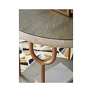 Signature Design by Ashley Ranoka Industrial Round End Table with Shelf, Gray