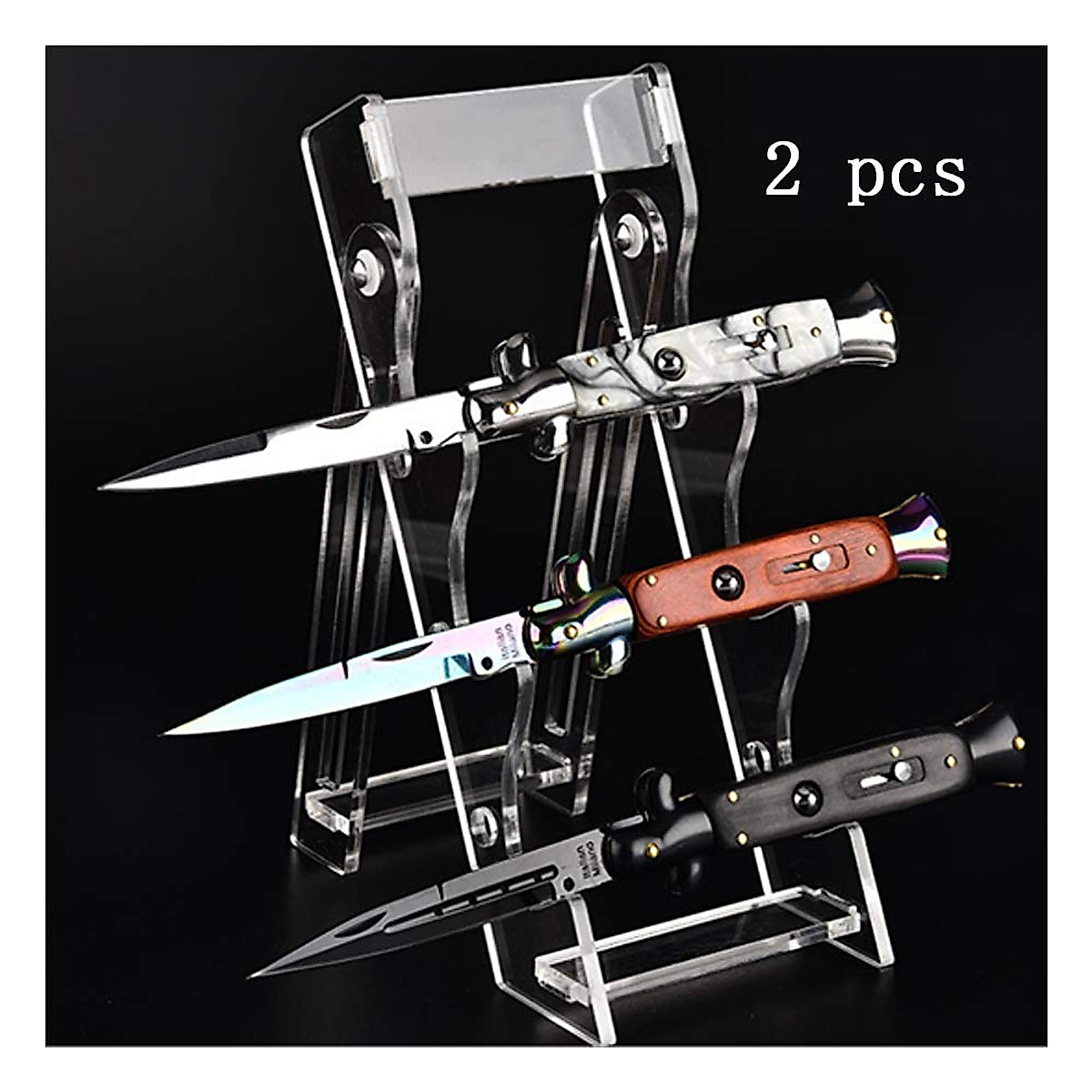 Knife Display Stand Arcylic (9.8×3.8 in) 2 Pcs,Fold