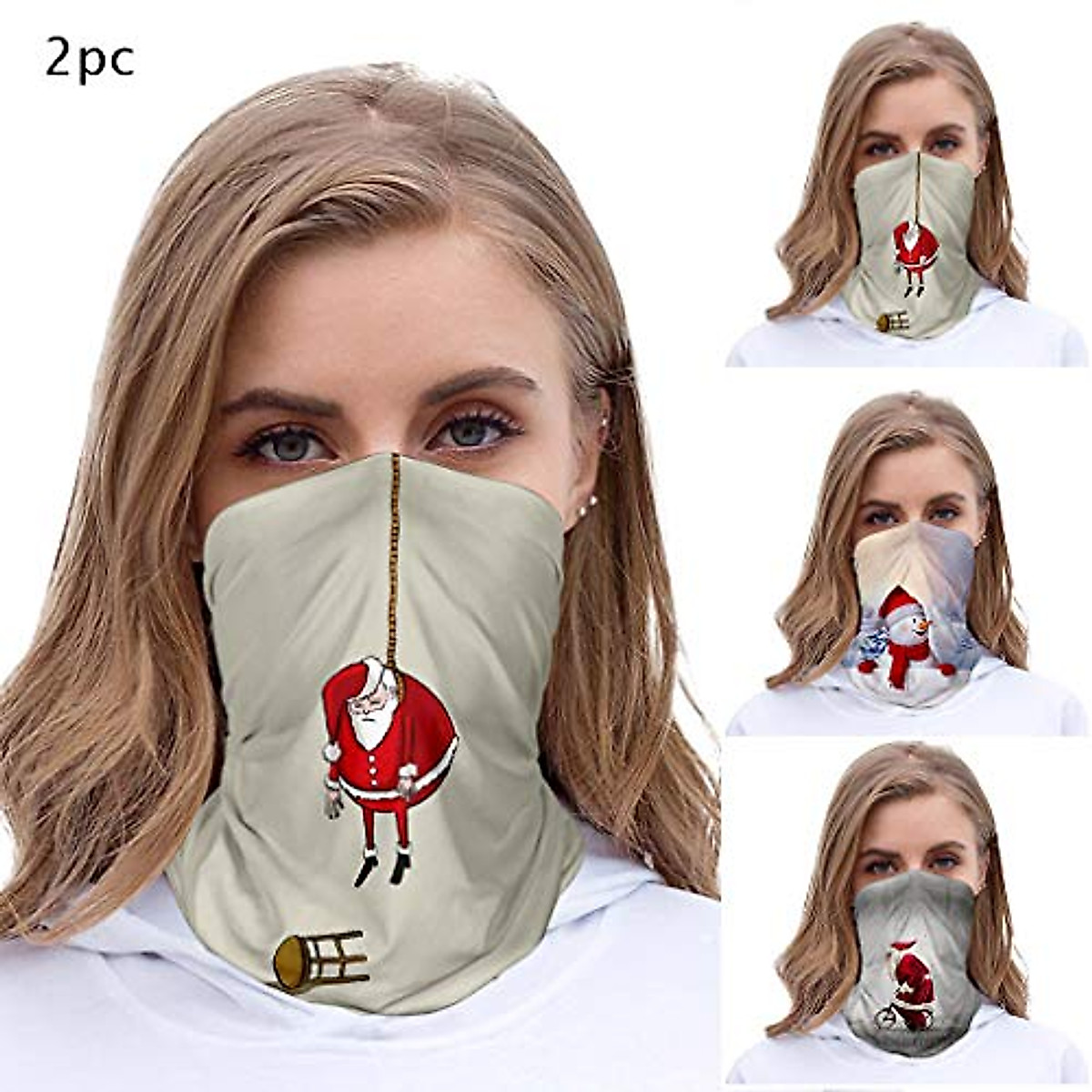 PENATE 2pc Christmas 3D Printing Multi-Functional Face Bandanas Magic Face Scarf Facemasks for Men and Women Ship from U.S.