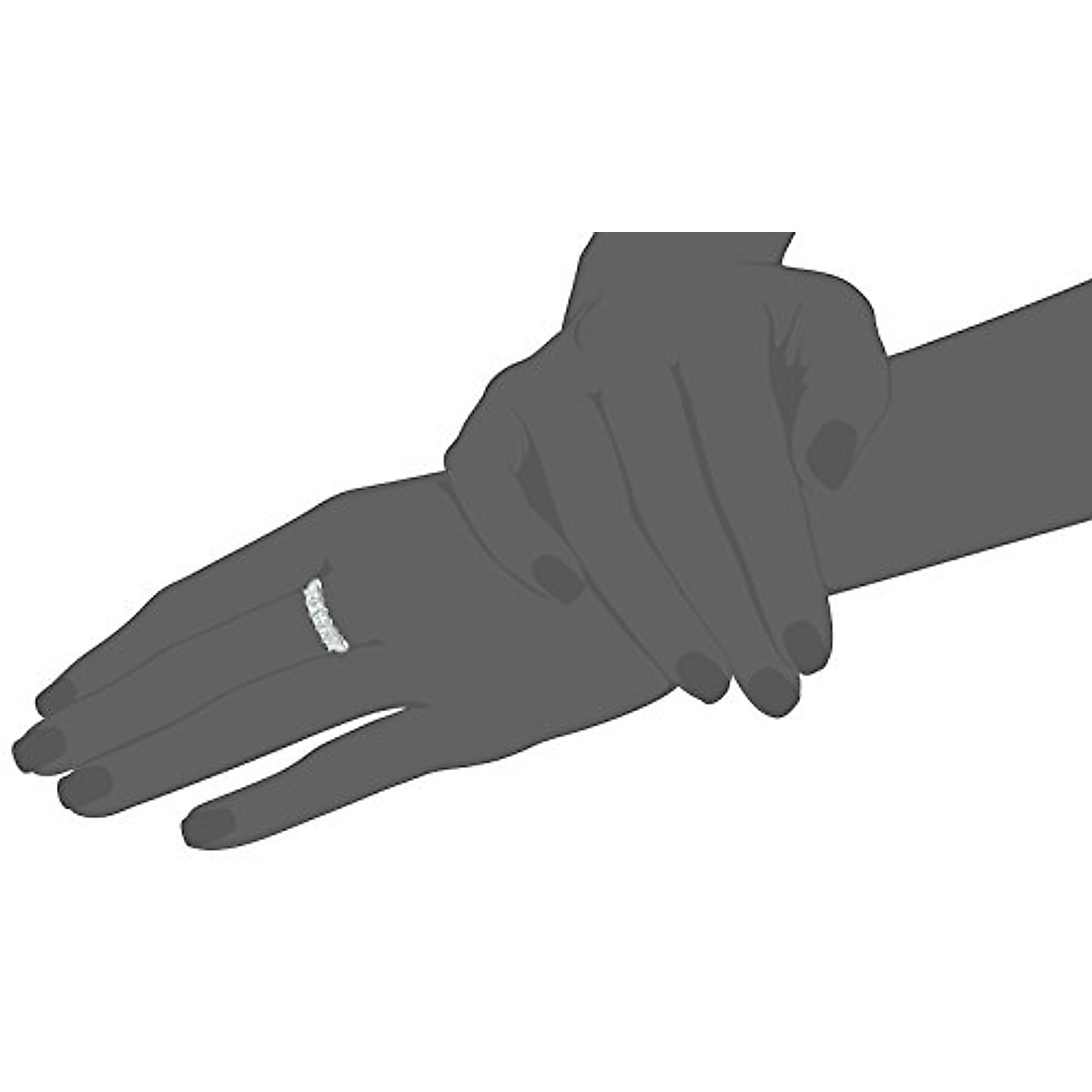 Amazon Essentials Platinum-Plated Sterling Silver Princess-Cut 5-Stone Ring made with Infinite Elements Cubic Zirconia (2 cttw), Size 6, (previously Amazon Collection)