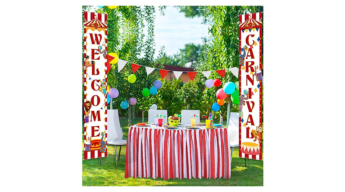 Carnival Porch Sign and Banner Set for Party and Home Decor