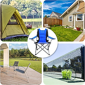 Camabel Folding Camping Chairs 400 LBS Oversized Heavy Duty Padded Beach Chair Portable Outdoor Lawn Chairs with Cup Holder Carry Bag for Sporting Hiking Picnics Fishing Blue