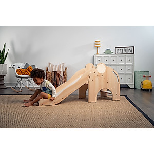 Avenlur Nima Indoor Slide - Elephant Shape Montessori Waldorf Style - Safe, Sturdy, and Reliable - Perfect Indoor Play Space for Developing Motor Skills and Balance in Toddlers and Kids Ages 1 to 5yrs