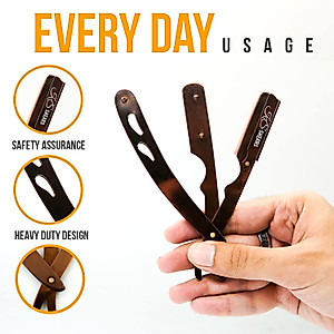 KS SHEARS Straight Razors For Men Kit - Mens Straight Razor Shaving Kit with 100-Pack Derby Platinum Blades, Barber Straight Razor with Safety Straight Razor Blades, Barber Razor For Men - Rose Gold