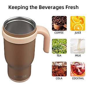 BJPKPK 18 OZ Insulated Travel Tumbler with Handle and Straw, Stainless Steel Water Bottle, Double Wall Vacuum Insulated Mug, for Work, Car, Travel, Coffee