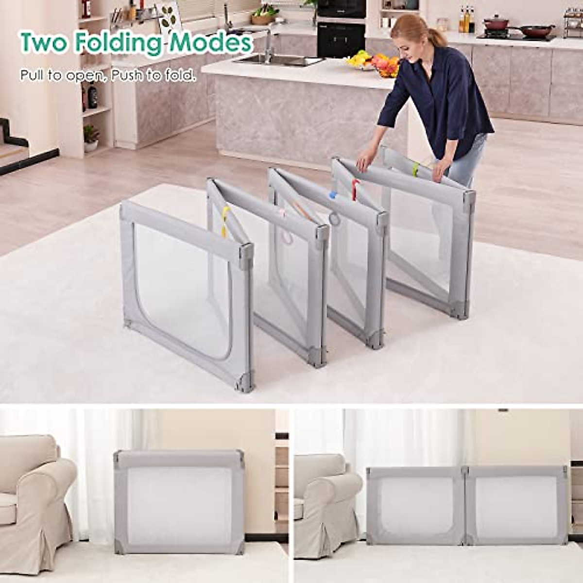 Baby Playpen, Kidirect Foldable Playpen Large Play Center Yards Play Pens for Babies, Shape & Size Adjustable Portable Infant Playpen Baby Fence Play Yard Safety Toddler Playpen