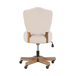 Riverbay Furniture Transitional Fabric Tufted Swivel Office Chair in Beige