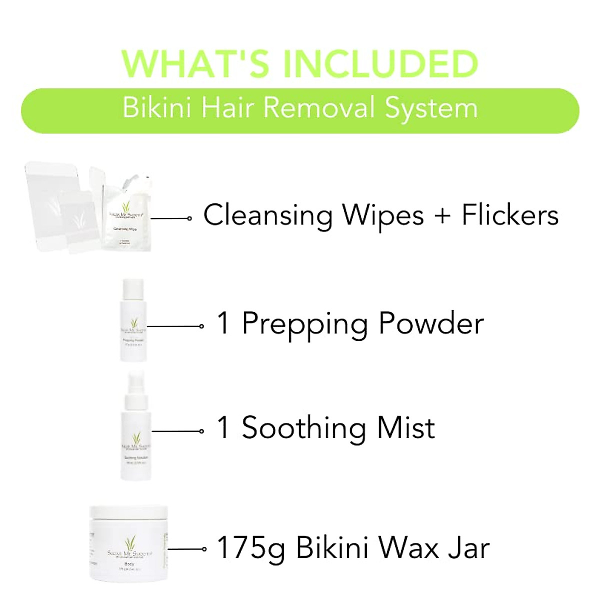 Sugar Me Smooth Bikini Sugar Wax Kit – Gentle On Skin And Less Painful Hair Removal In A Simple System For At-Home Brazilian, No Strips, No Heat, Water Soluble All-Natural Solution For All Hair Types