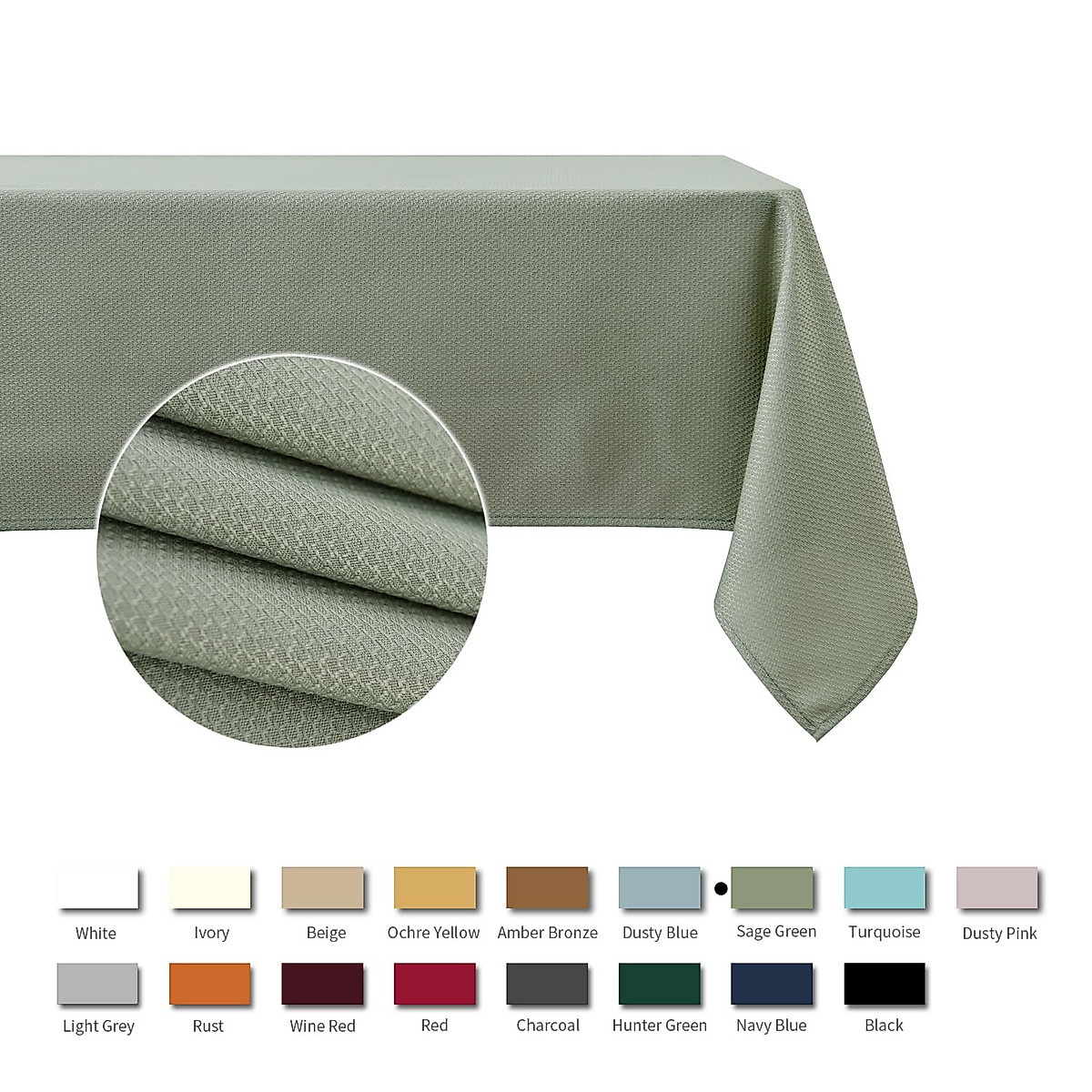 maxmill Textured Tablecloth Stain Resistant Waterproof and Wrinkle Resistant Washable Soft Table Cloth, Fabric Table Cover for Dining Room and Outdoor Use, Rectangle 60 x 120 Inch, Sage Green