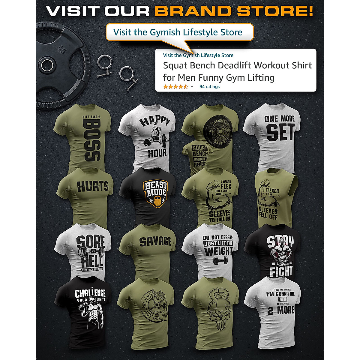 Set Goals Gym Exercise Motivational Workout Lifting T-Shirt for Men (MD, Set Goals Warm Grey)