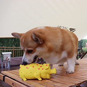 HCHYEY Pig Squeaky Dog Toy, 2 PCS Interactive Rubber Dog Chew Toy - Durable Latex Spot Grunting Pig Toys That Oink for Small Medium Large Dogs (Yellow, Green)