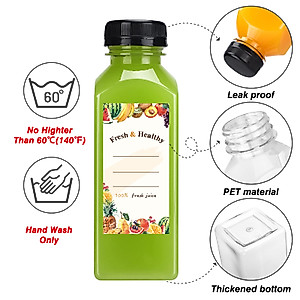Moretoes 36pcs 12oz Plastic Juice Bottles with Caps, Bulk Clear Empty Juicing Bottle Containers with Lids for Juicing Drinking Milkshake Tea