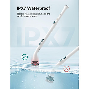 HiCOZY Electric Spin Scrubber HS1, Cordless Shower Scrubber for Cleaning with 4 Replaceable Brush Heads Adjustable Extension Handle, IPX7 Waterproof Cleaning Brush for Bathroom Floor Dark Green