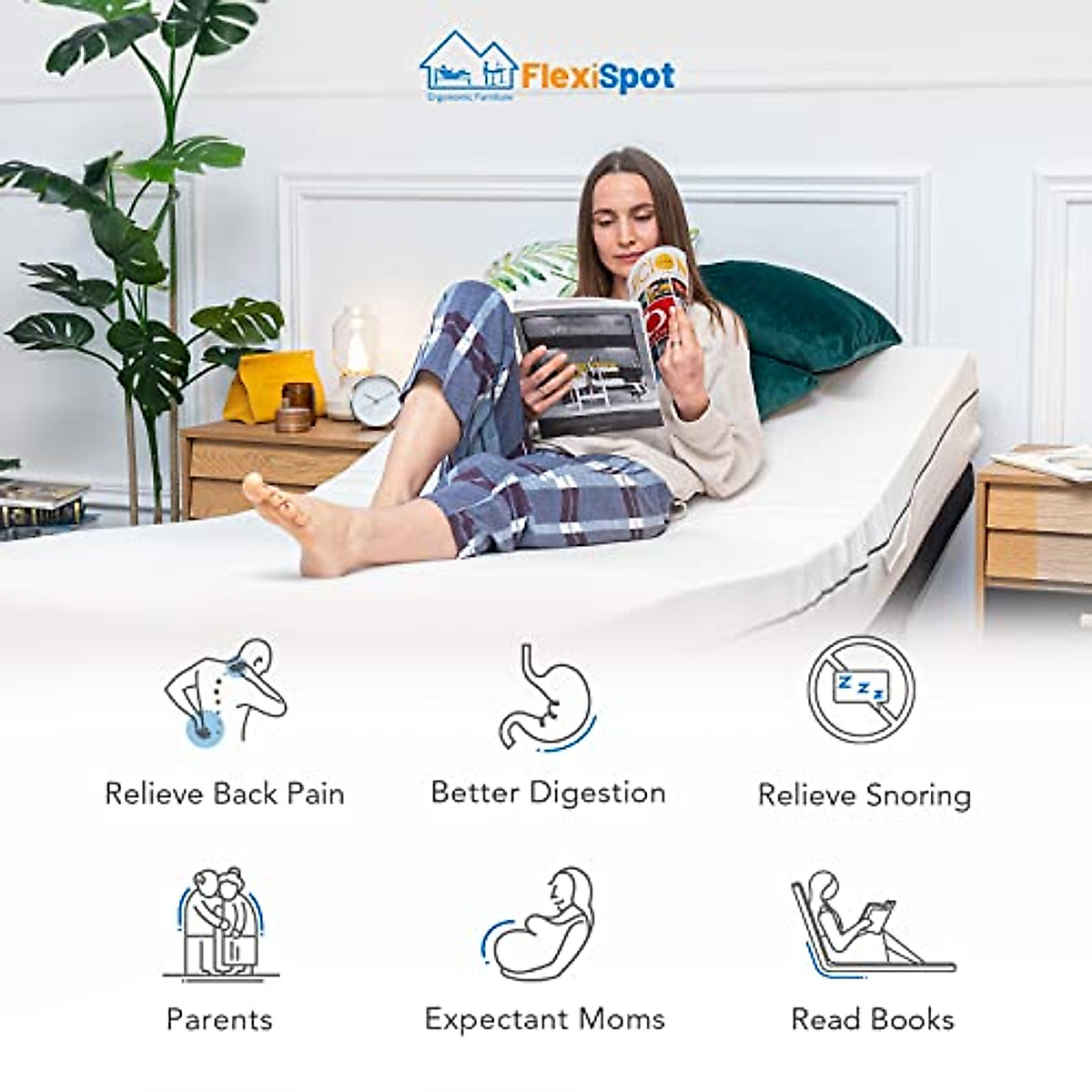FLEXISPOT S1, Foldable Adjustable Bed Frame Base Twin XL, Bed Recliner, 3-Step Assembly, Whisper Quiet Durable Motor, Sturdy Frame, Best Gift for Family…