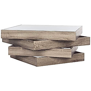 Safavieh Home Collection Anwen Mid-Century Geometric Light Oak and Brown Wood Coffee Table