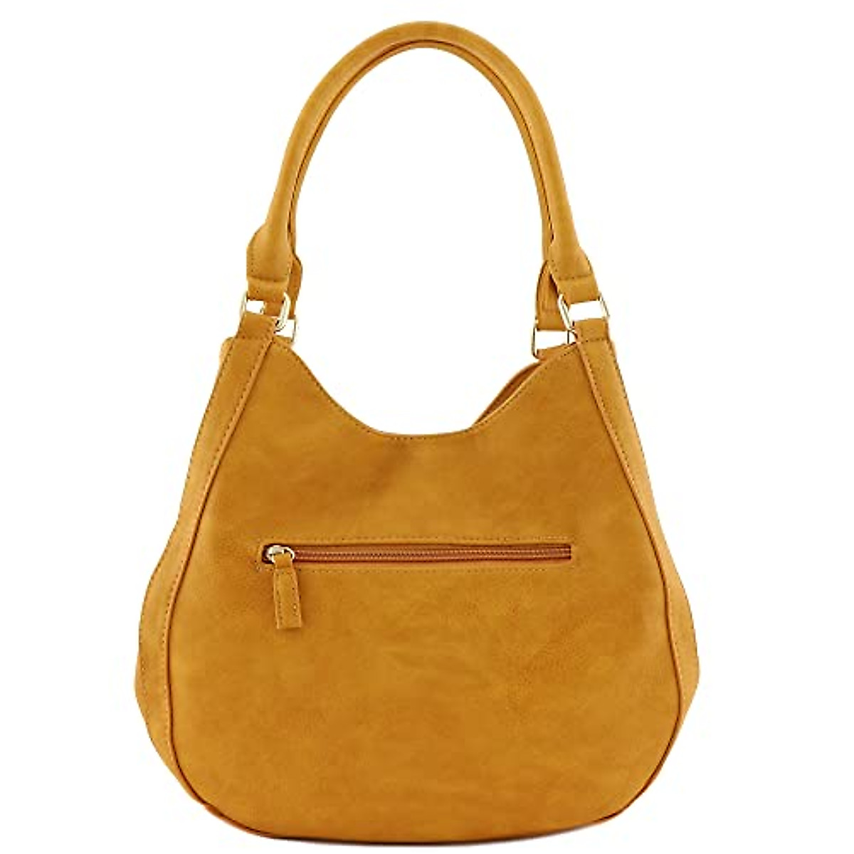 Light-weight 3 Compartment Faux Leather Medium Hobo Bag (Mustard)