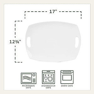 Everyday White Handled Serving Platter, 17-Inch