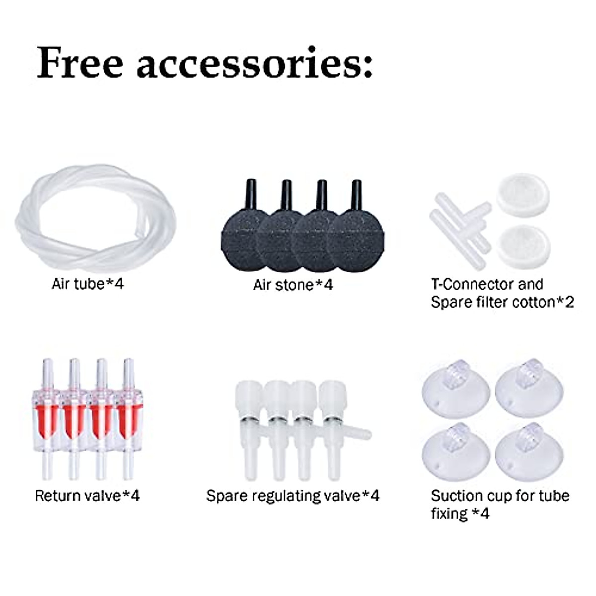 FEDOUR 4W/5W/8W Aquarium Air Pump, 96GPH/160GPH/256GPH Dual Outlets 4 Outlets Oxygen Pump, Ultra Quiet Aquarium Bubbler for up to 300 Gallon Fish and Turtle Tank (4 Outlets-8W)