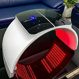 Holsn LED Face Mask Light Therapy - 7 Color Photon LED Light Therapy for Face Body Neck, Professional Red Light Therapy Mask Facial Light Therapy Device Home Solon Spa, Time Preset & Cycle Mode