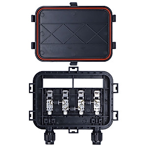 Solar Junction Box Photovoltaic Electrical Enclosure Case Solar Panel Accessories Plastic and Brass Material 210W‑250W 1000V for Solar Connection Construction Sites