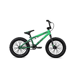Mongoose Legion L16 Kids Freestyle Sidewalk BMX Bike, Beginner Riders, 16-inch Wheels, Hi-Ten Steel Frame, Micro Drive 25x9T BMX Gearing, Green